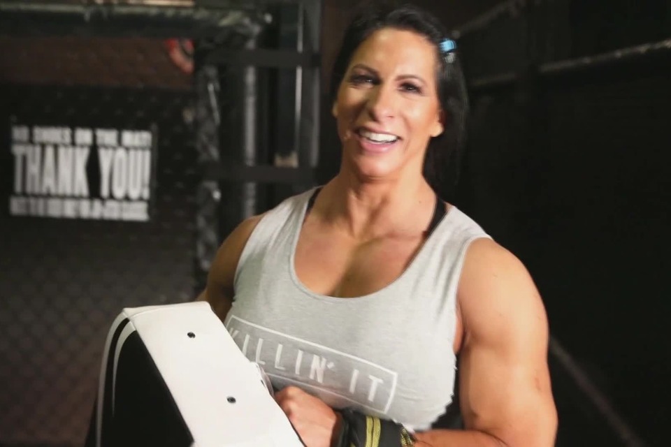 Female Bodybuilder Beatdown - Angela Salvagno - VOD Rentals - HerBicepsCam