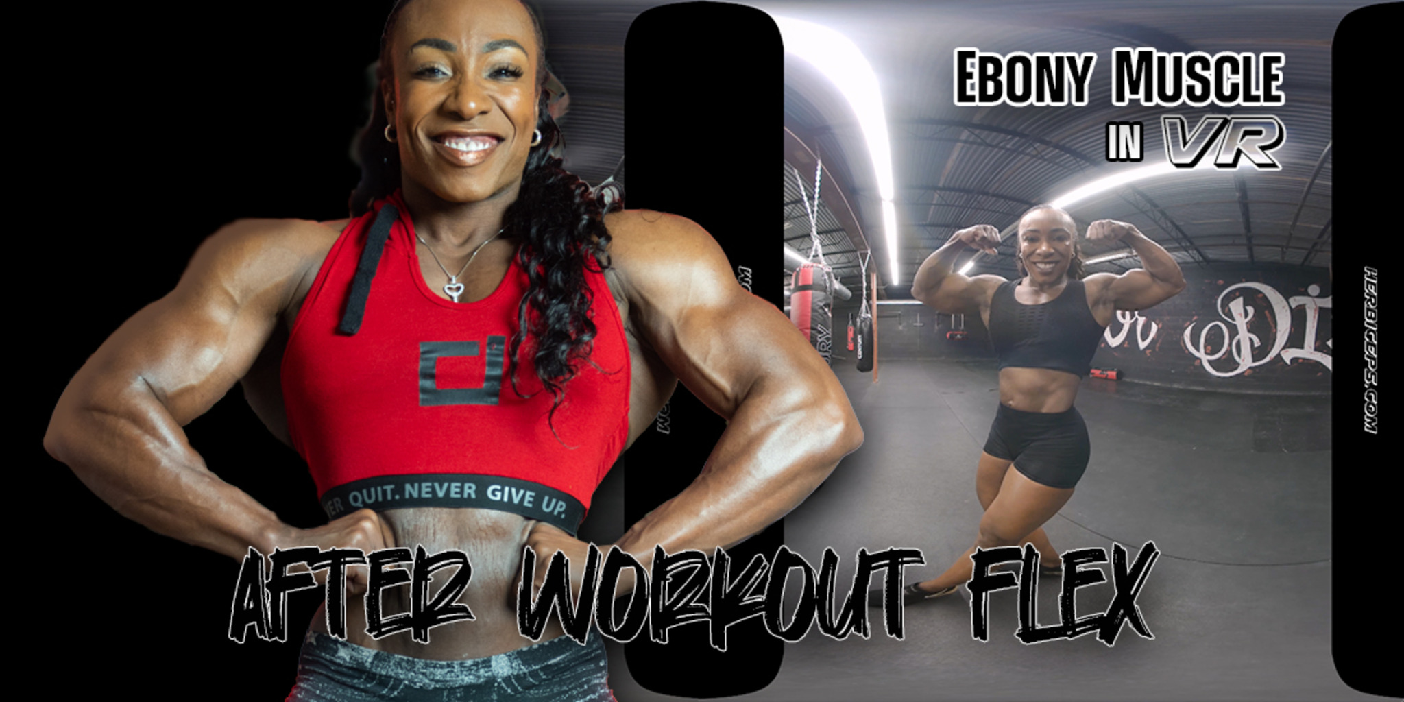 Pumped as Fuck, Ebony Muscle - Female Muscle Videos - HerBiceps+